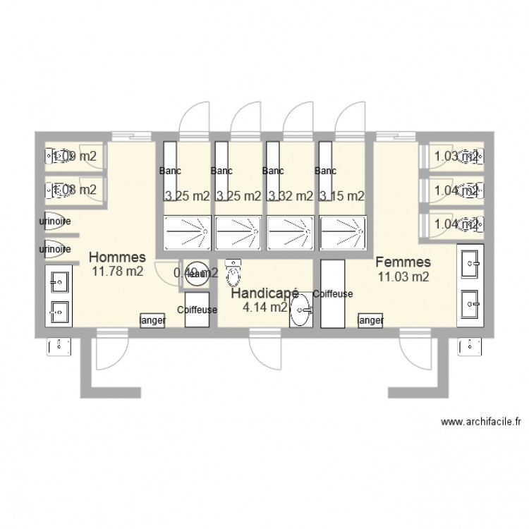 Bloc Sanitaire - Plan 13 pièces 46 m2 dessiné par verodeco