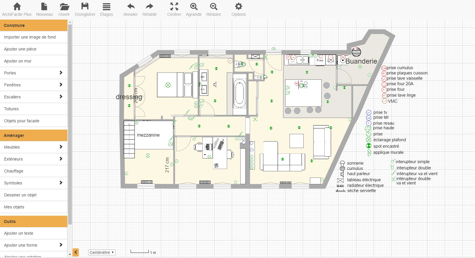 Plan électrique et shéma électrique d'un maison avec ArchiFacile