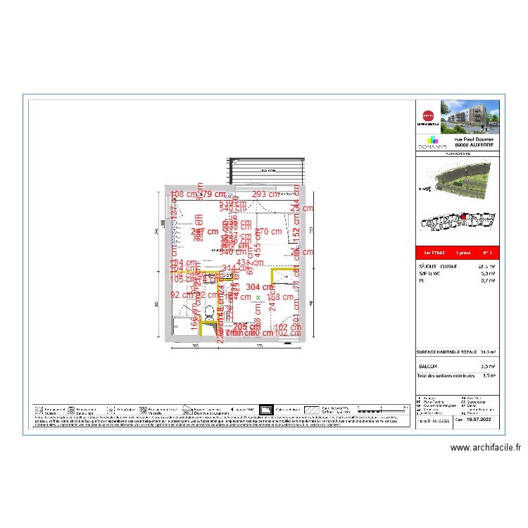 Nexity N1 - Plan 3 pièces 35 m2 dessiné par Martinayad