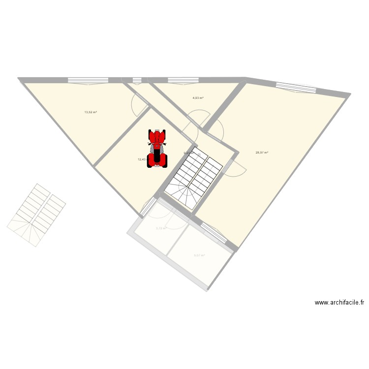 batiment ancien rdc et +1 - Plan 14 pièces 146 m2 dessiné par guillaume ...