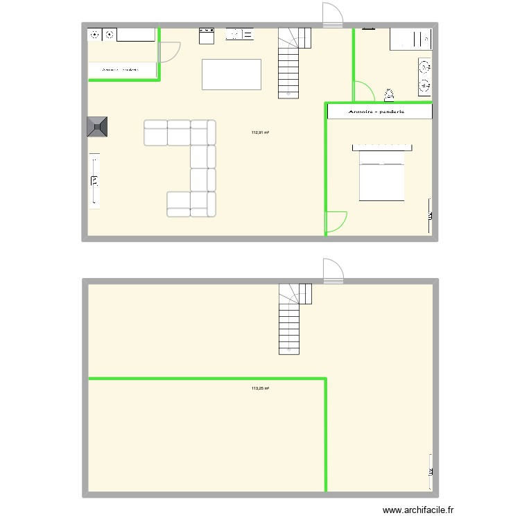 loft - Plan 2 pièces 226 m2 dessiné par laurie6433