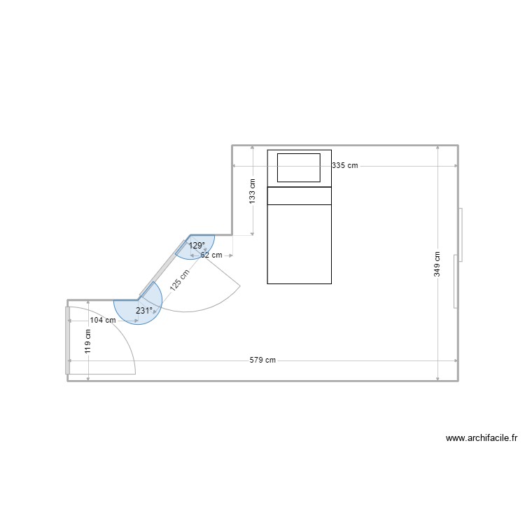 Chambre lit inclus - Plan 1 pièce 16 m2 dessiné par jfchalainbis
