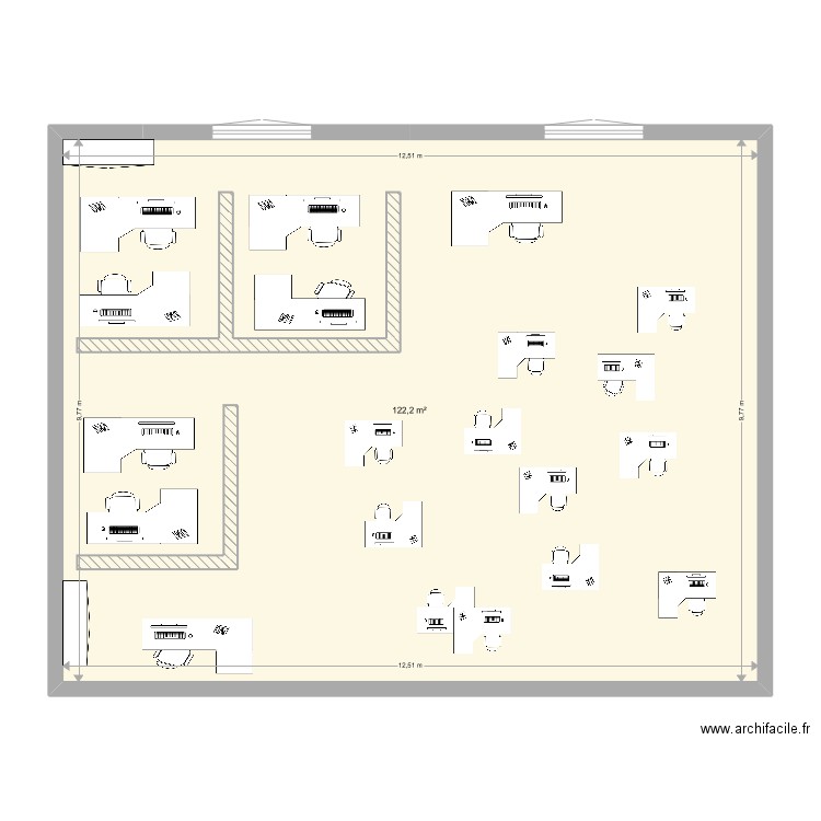 open space - Plan 1 pièce 122 m2 dessiné par akr...