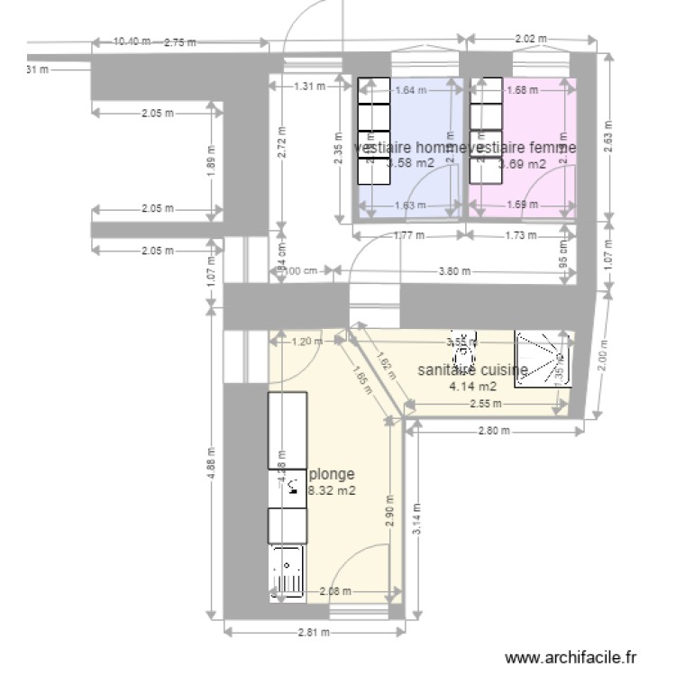 vestiaire cuisine projet 1 - Plan dessiné par serviceoussoulx43230