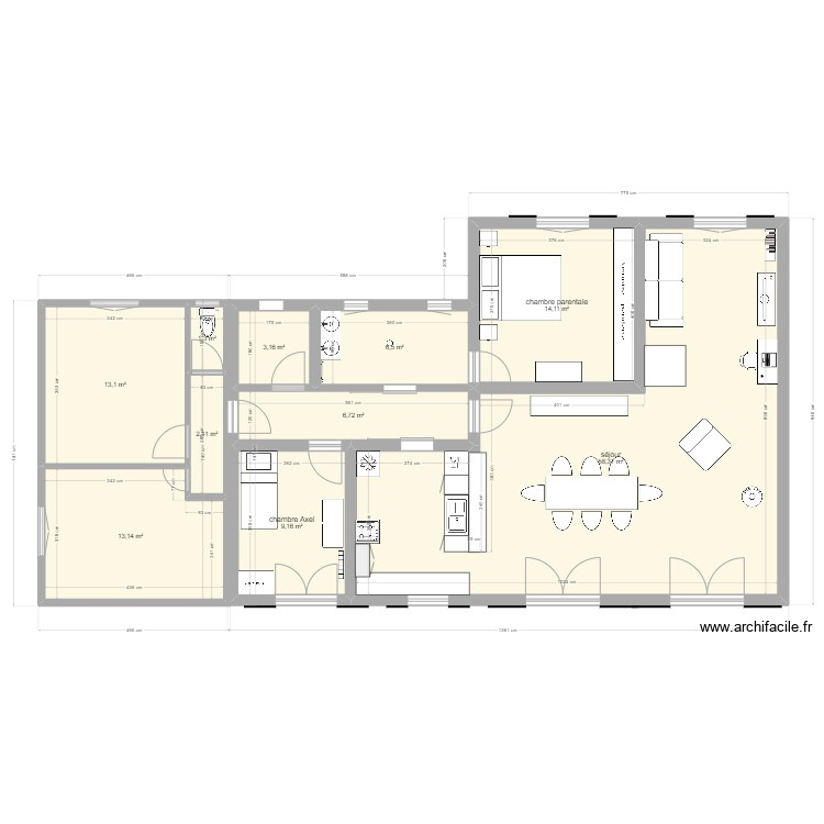 Plan maison - Plan 11 pièces 128 m2 dessiné par Nel Frou