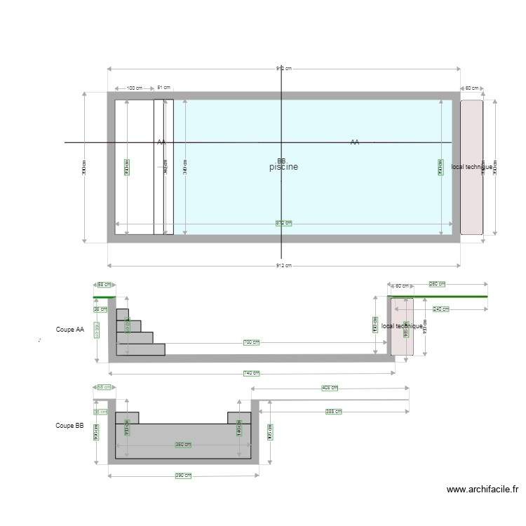 Plan – Plan en coupe piscine2 manu – Par manu_staubin ️ | ArchiFacile