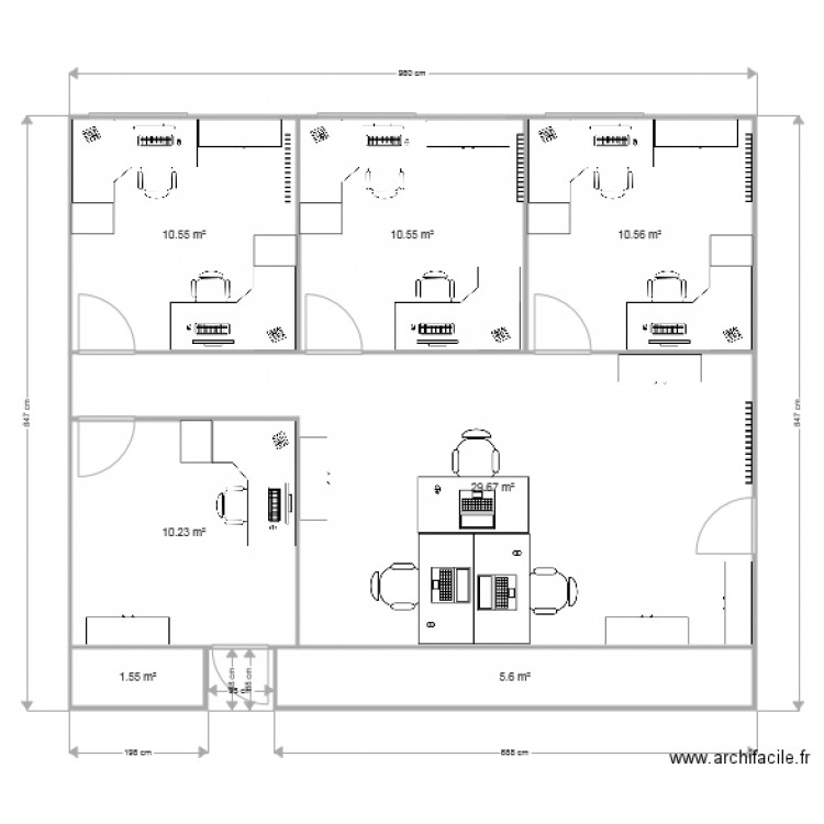 Bureau batiment 2 - Plan dessiné par PERROT YVES