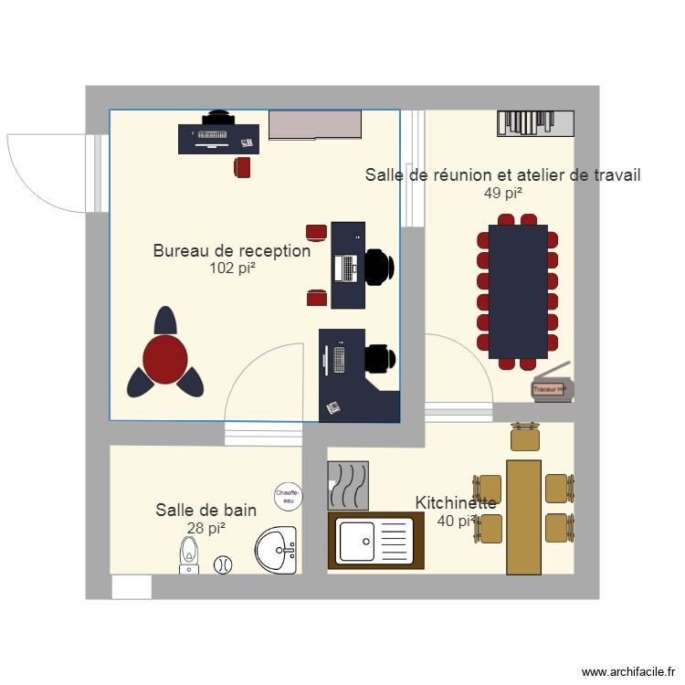 Local à bureau - Plan dessiné par Mazoclim