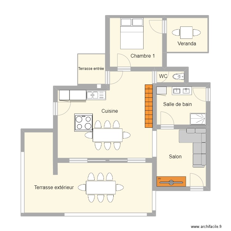 RDC Villa Antonia - Plan dessiné par Léo Pettineo