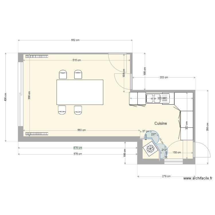 cuisine avec côtes - Plan 2 pièces 30 m2 dessiné par Janus509