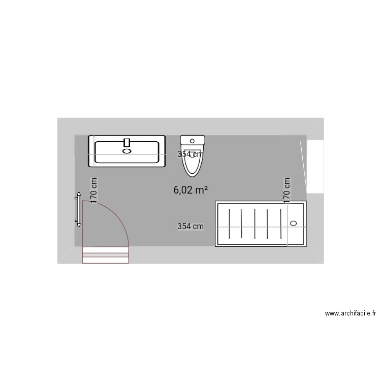 WC salle de bain - Plan dessiné par DJ33