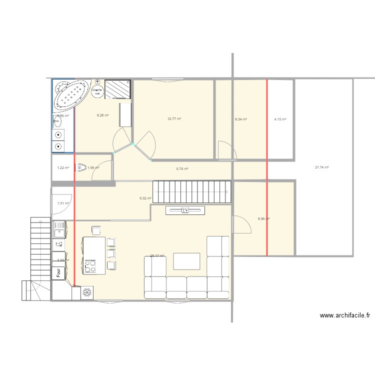 appartement - Plan 14 pièces 120 m2 dessiné par meldavy