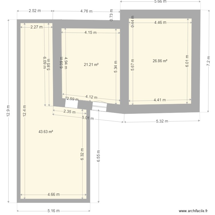 Dim intérieures exactes - Plan dessiné par Tybad