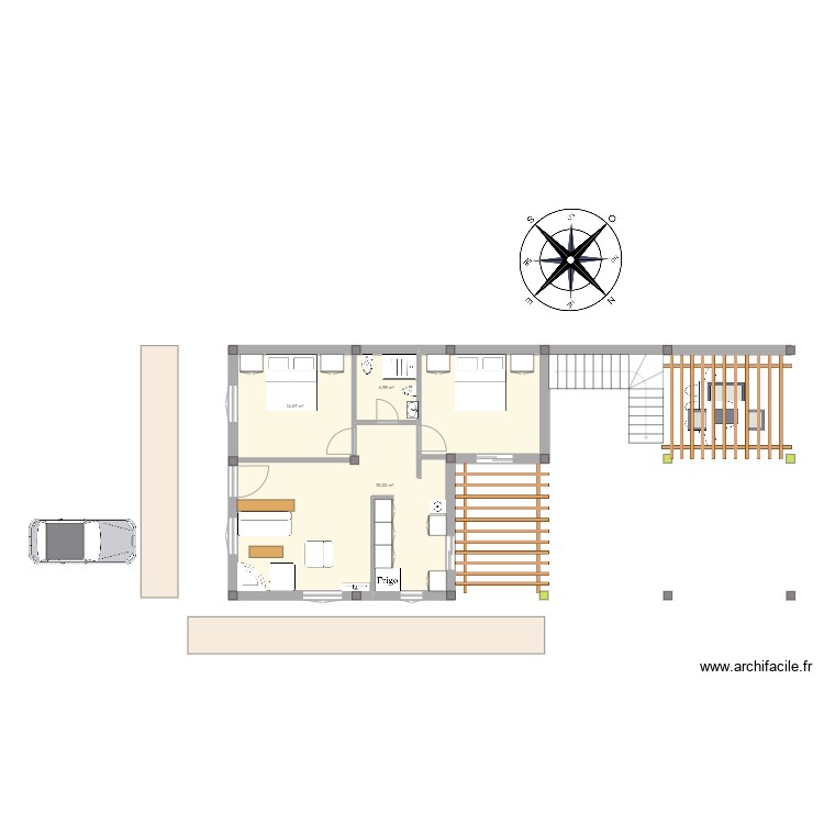 Mez F3 - Plan 3 pièces 70 m2 dessiné par baaziz80
