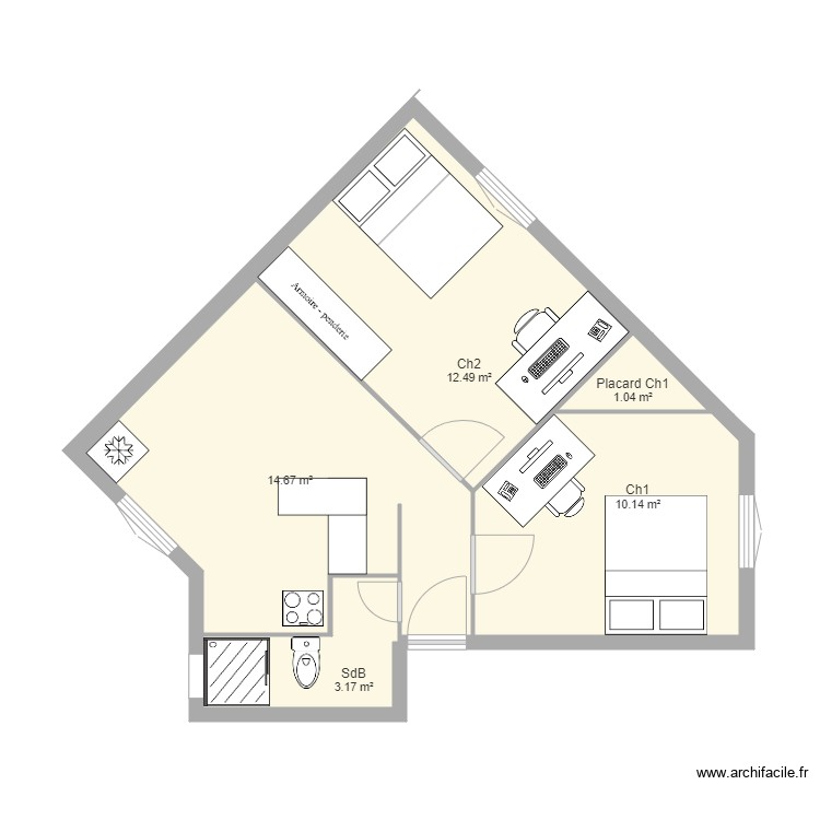 42m2 St Cloud - Plan dessiné par bigbosslance