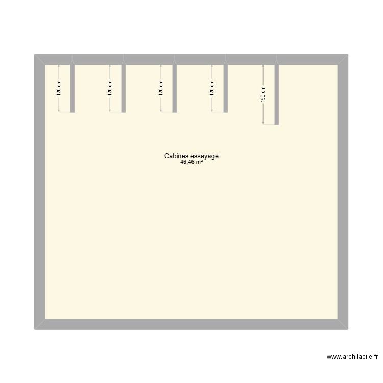 Cabines essayage - Plan 1 pièce 46 m2 dessiné par cedrux