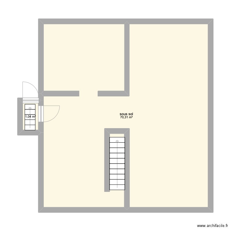 sous sol - Plan 2 pièces 71 m2 dessiné par Valerie45240