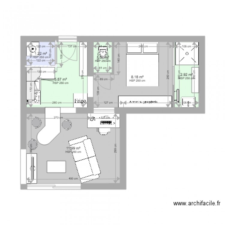 32 m2 T2 - Plan dessiné par lesZamoureux