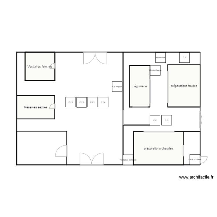 cuisine collège - Plan dessiné par J19