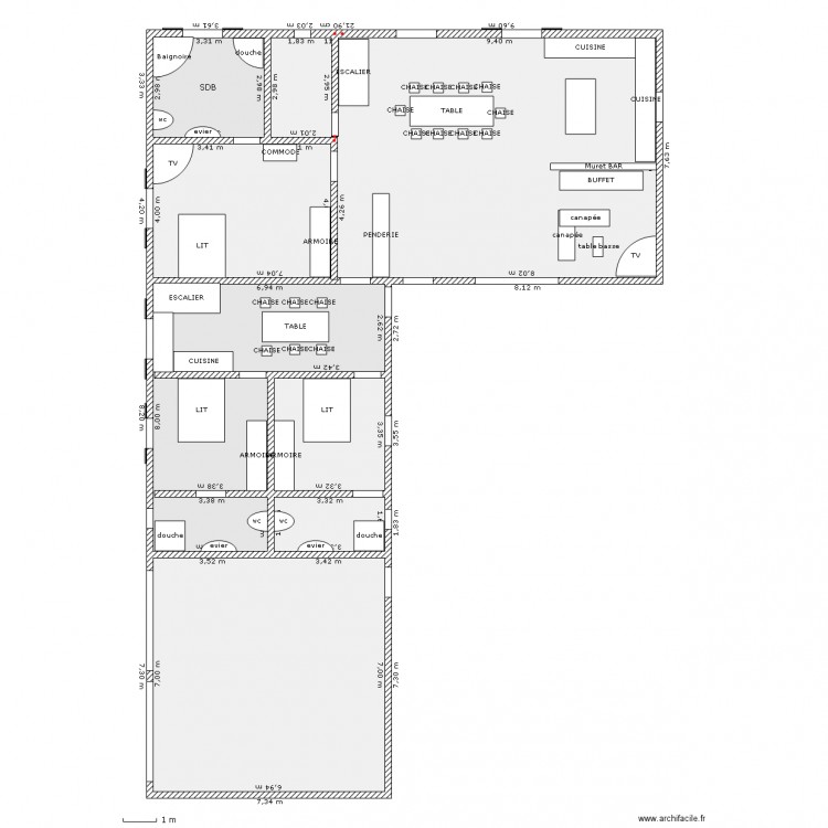 plan maison RDC - Plan dessiné par bjp78