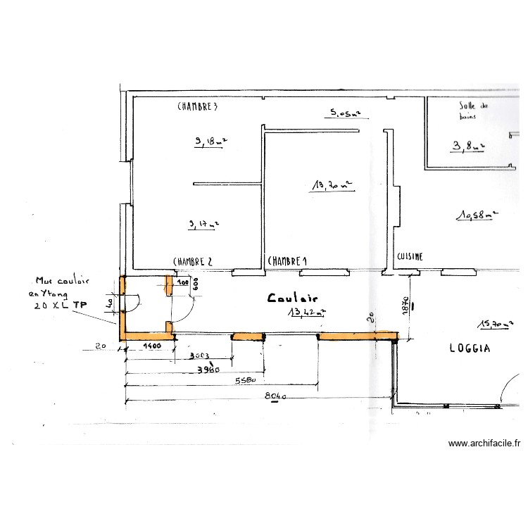 couloir - Plan dessiné par kildar