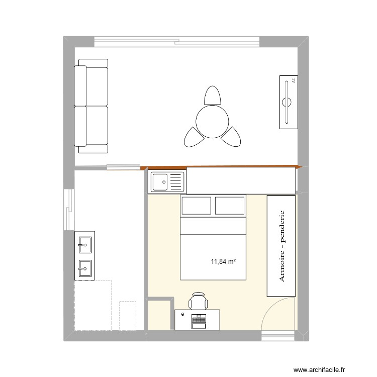 rcm - Plan 1 pièce 12 m2 dessiné par renapeinture