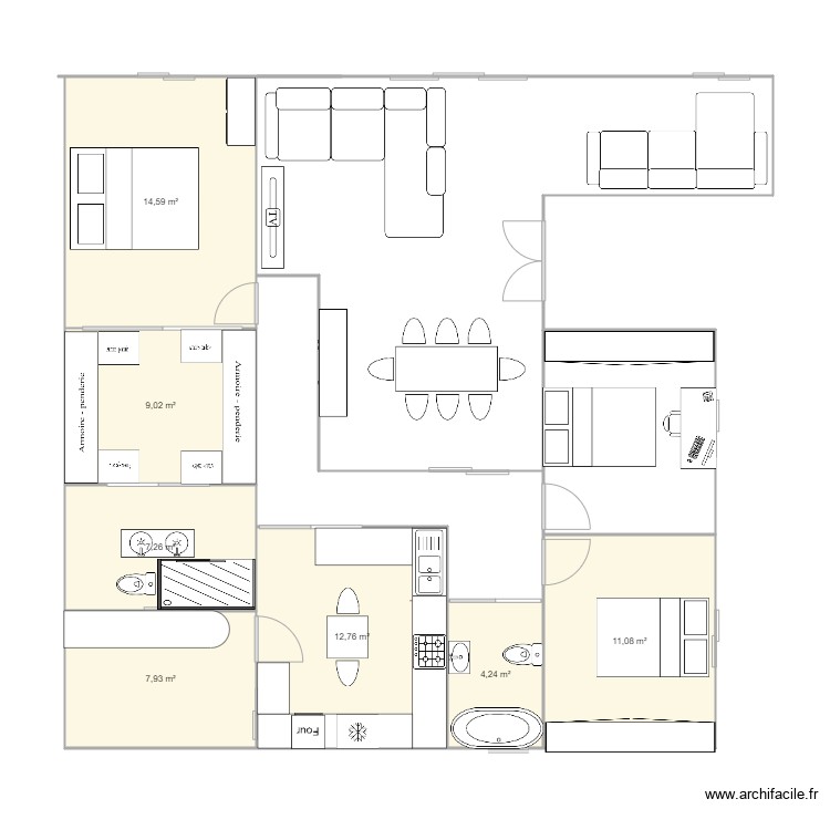 TEST 1 - Plan 7 pièces 67 m2 dessiné par Elloumis21
