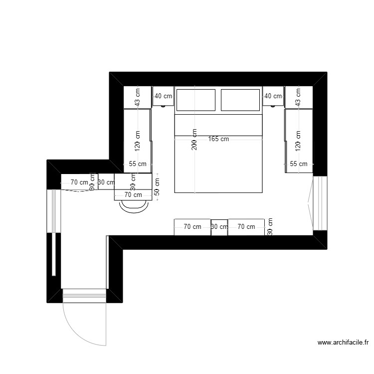 PLAN BENJAMIN PERRINE agencement - Plan 1 pièce 12 m2 dessiné par Naomi ...