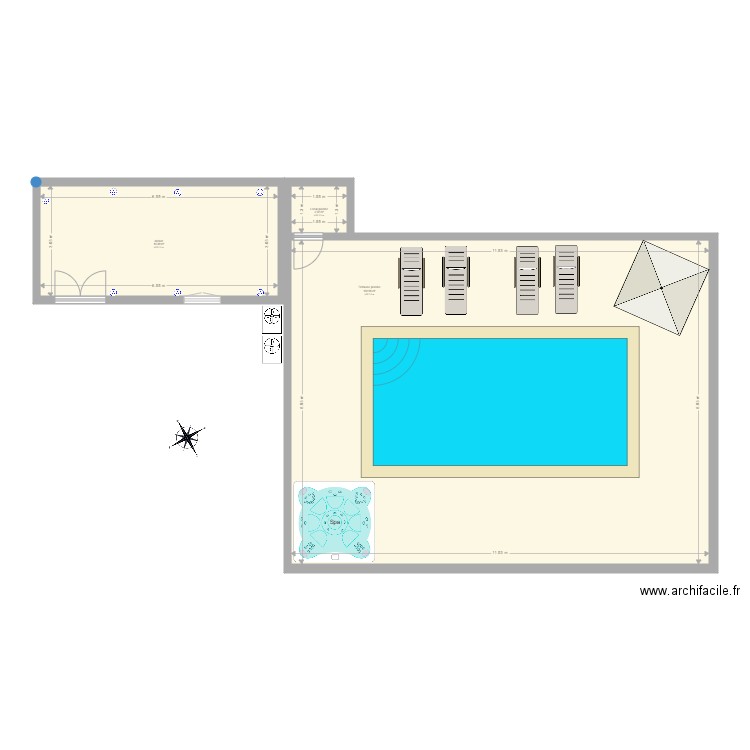 Projet Batiment et local piscine - Plan dessiné par Tofoise