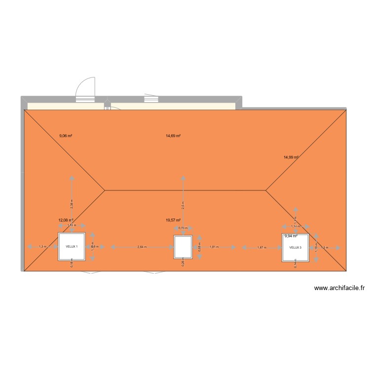 VELUX - Plan 6 pièces 80 m2 dessiné par titi18400