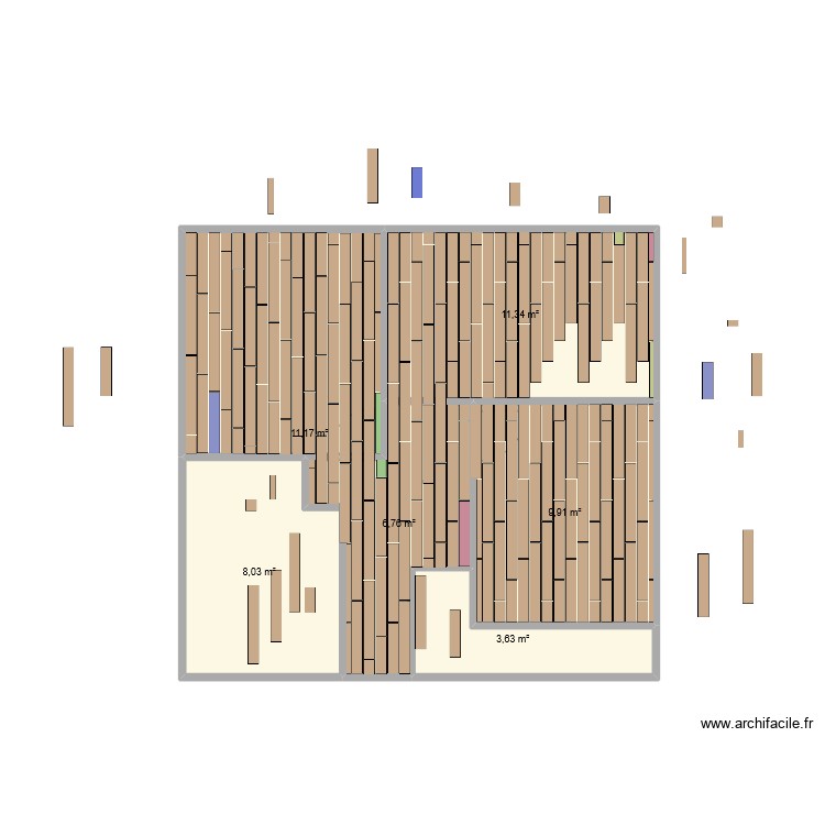 calepinage départ chambre paucyp - Plan 6 pièces 51 m2 dessiné par Cypman