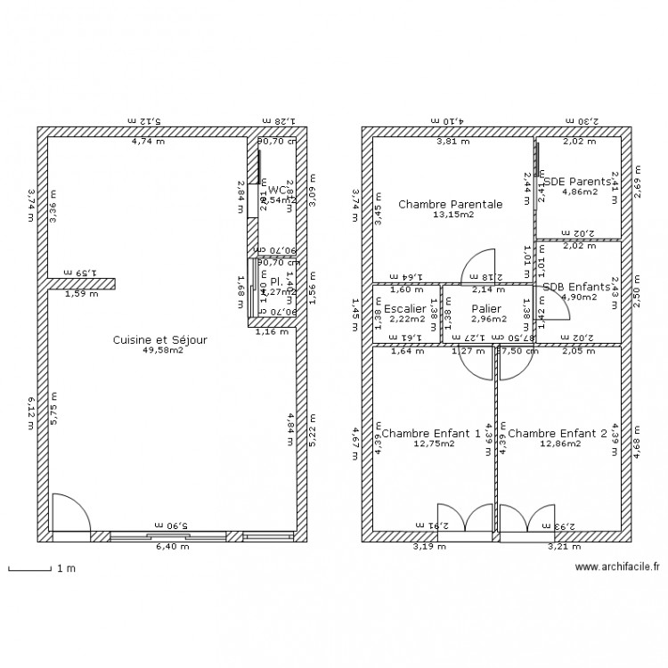 Duplex RDC Etage - Plan dessiné par TonyDut