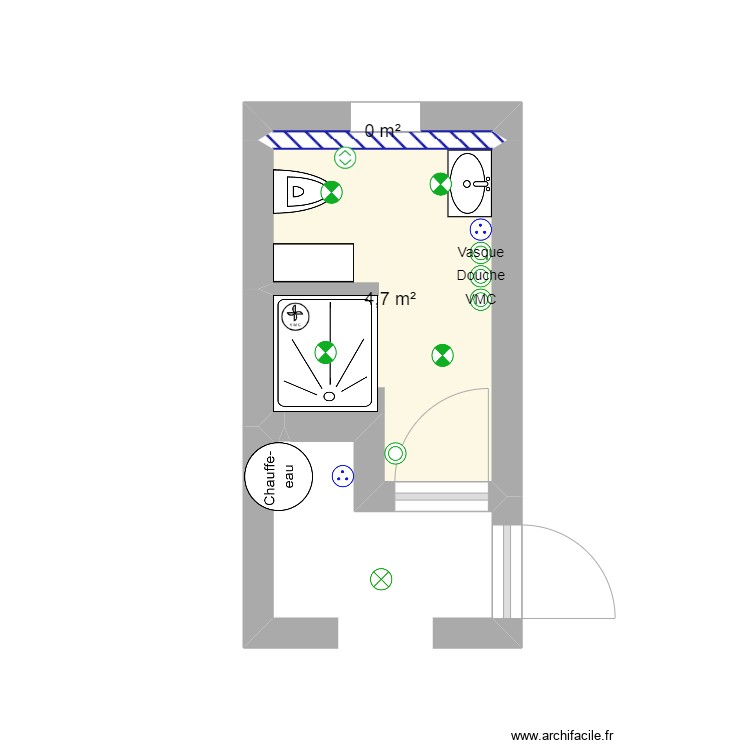 Plan SDB - Plan 2 pièces 5 m2 dessiné par Robinwish