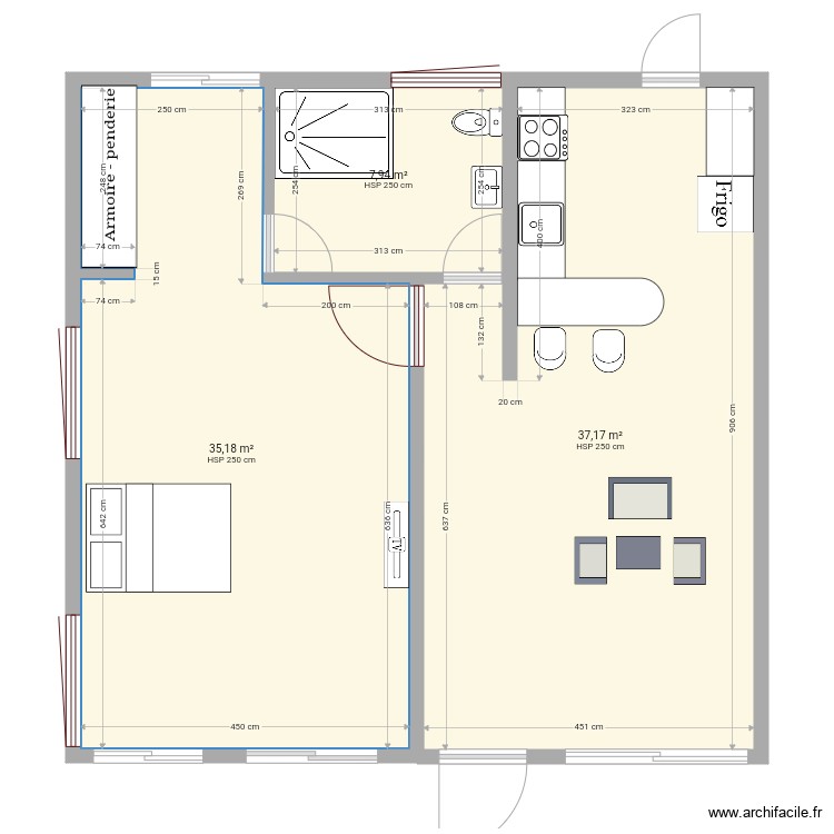 Appart base - Plan 3 pièces 80 m2 dessiné par FONMELON