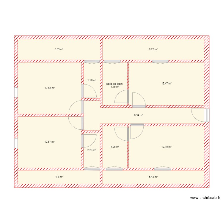 plan comble st antoine - Plan 13 pièces 96 m2 dessiné par archiant