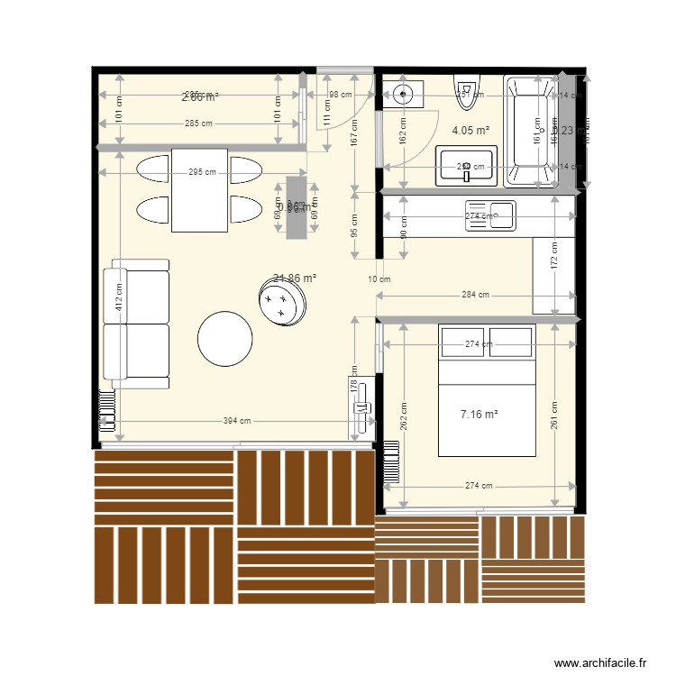 studio 35m2 Surcouf - Plan dessiné par Sofiatou