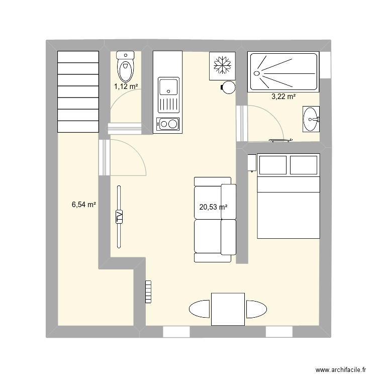 studio rdc mise à jour 29/03 2 - Plan dessiné par clemc90