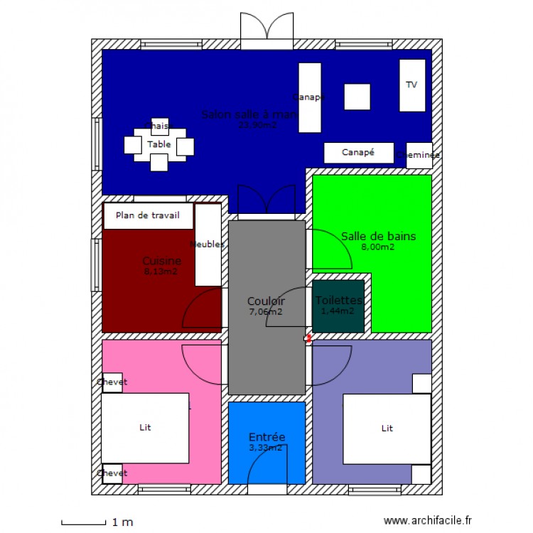 Appart G 75m2 - Plan dessiné par Sven