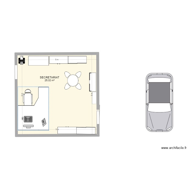 SECRETARIAT - Plan 1 pièce 25 m2 dessiné par Urba LMR