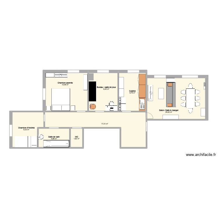 Appartement - Plan 8 pièces 85 m2 dessiné par Giovanni254