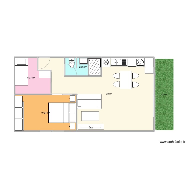 appartement 2 - Plan 4 pièces 46 m2 dessiné par Noemie9933
