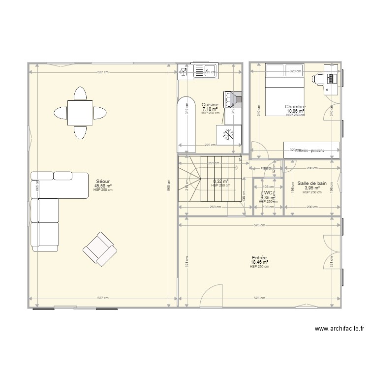 RDC 2D - Plan 7 pièces 94 m2 dessiné par sabinouche06