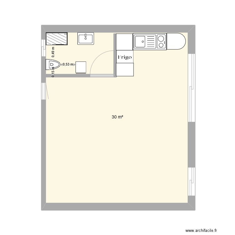 studio 30 m2 - Plan dessiné par mf vass