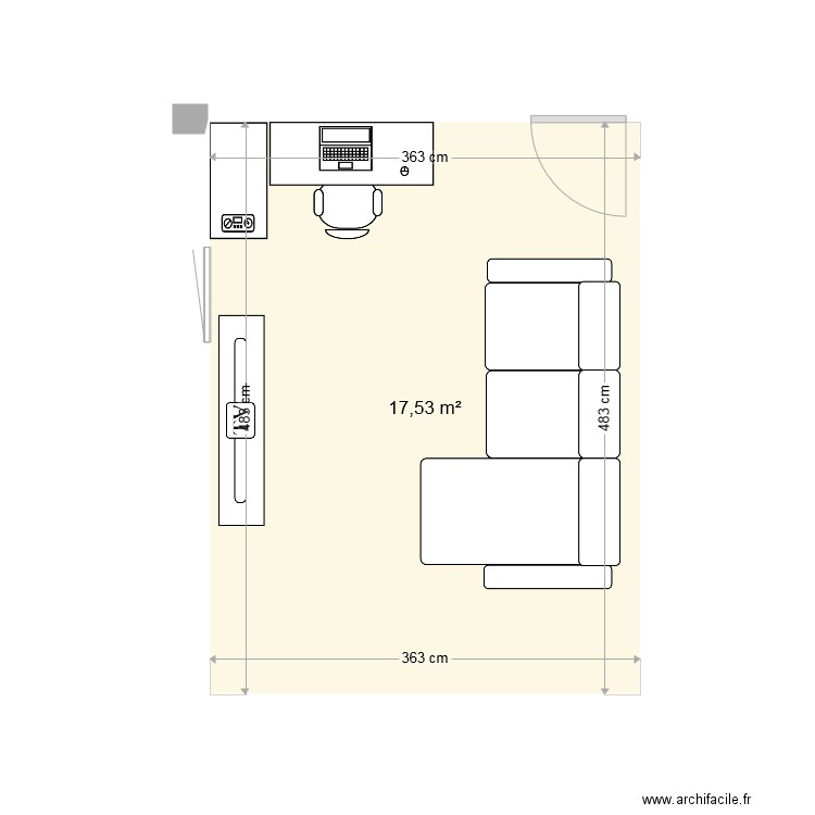 chambre télé - Plan dessiné par DavLeDav74