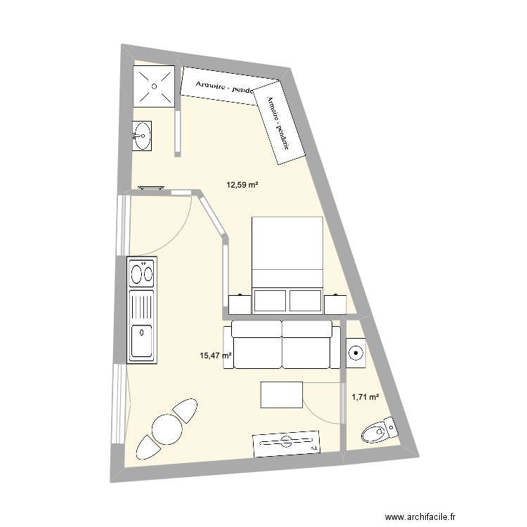 Studio 28m2 - Plan dessiné par axel_dcg