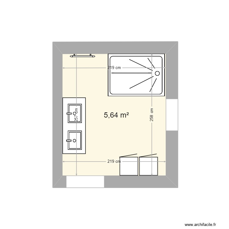 sdb - Plan 1 pièce 6 m2 dessiné par amandaR
