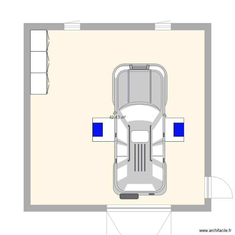 Garage 1 voiture et pont élévateur - Plan dessiné par Lumpy57