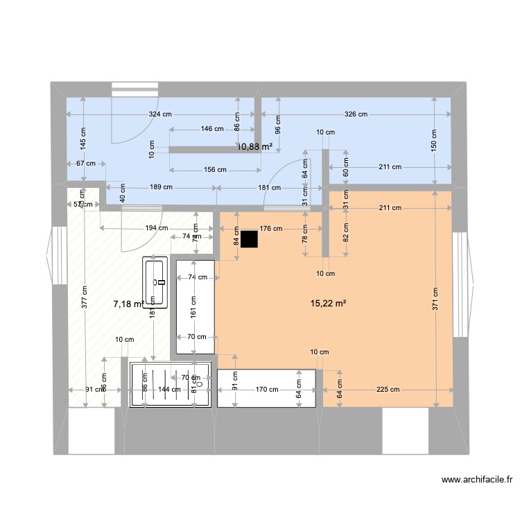 SDB - Plan 3 pièces 33 m2 dessiné par MISSTERRE
