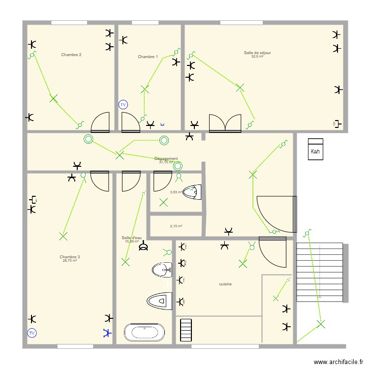 PLAN DE HOLO - Plan 9 pièces 169 m2 dessiné par ROBOTROBOT