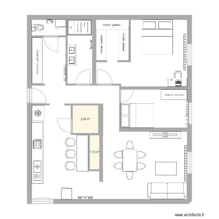 F3 1er - Plan 2 pièces 4 m2 dessiné par vince_88